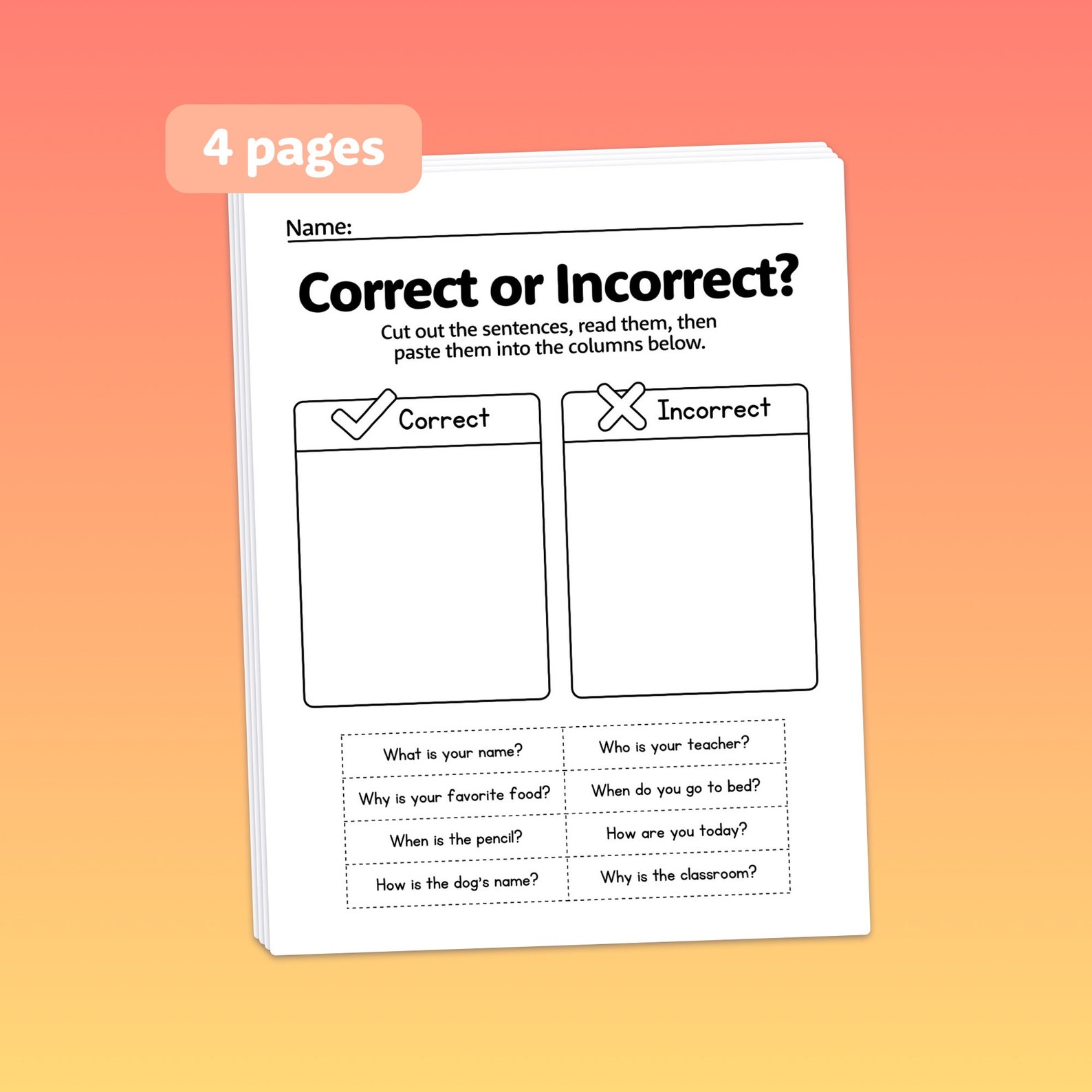 No Prep Question Words Worksheets | Kindergarten, 1st, & 2nd Grade ...