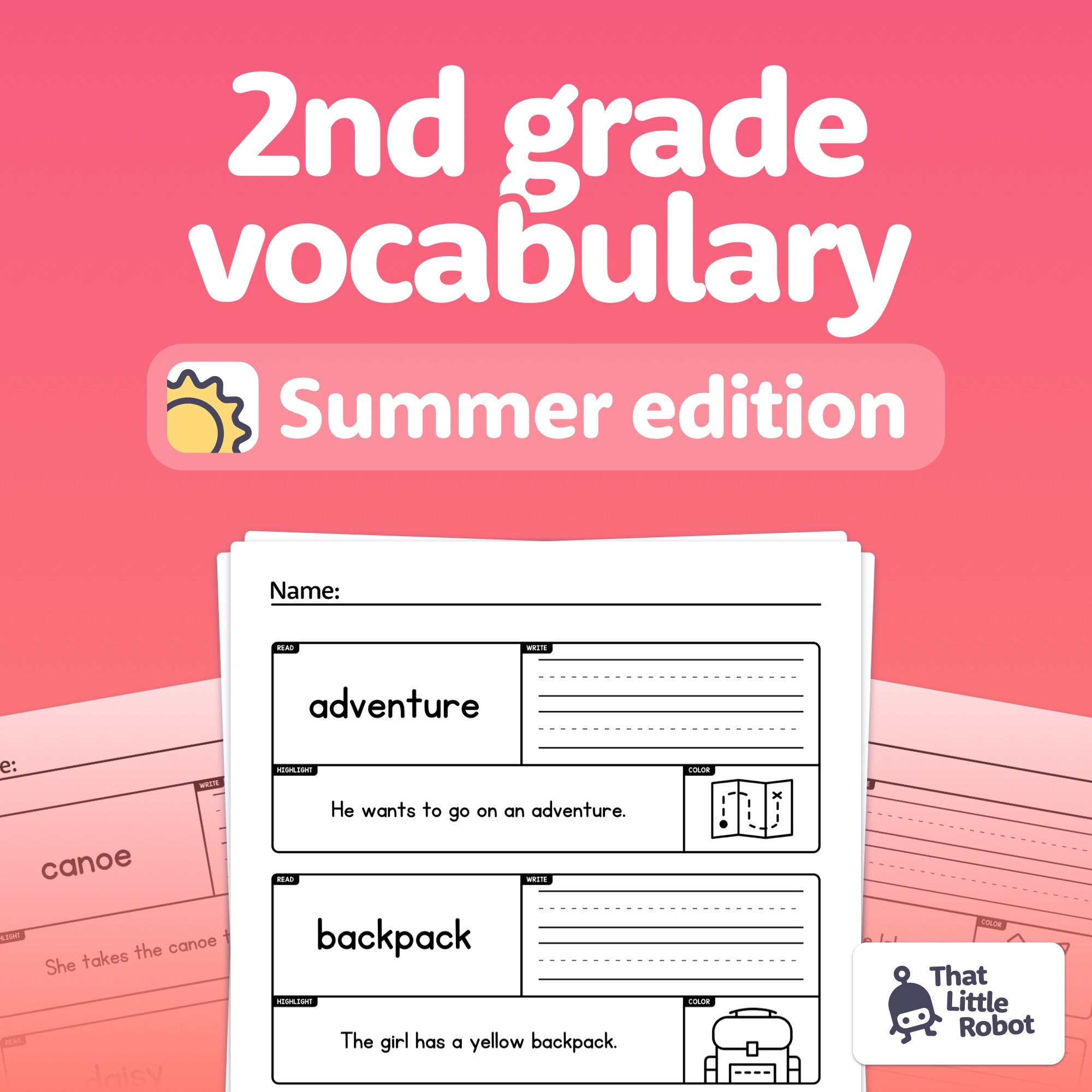 2nd Grade Summer Vocabulary Worksheets | 2nd Grade Vocabulary Activity ...