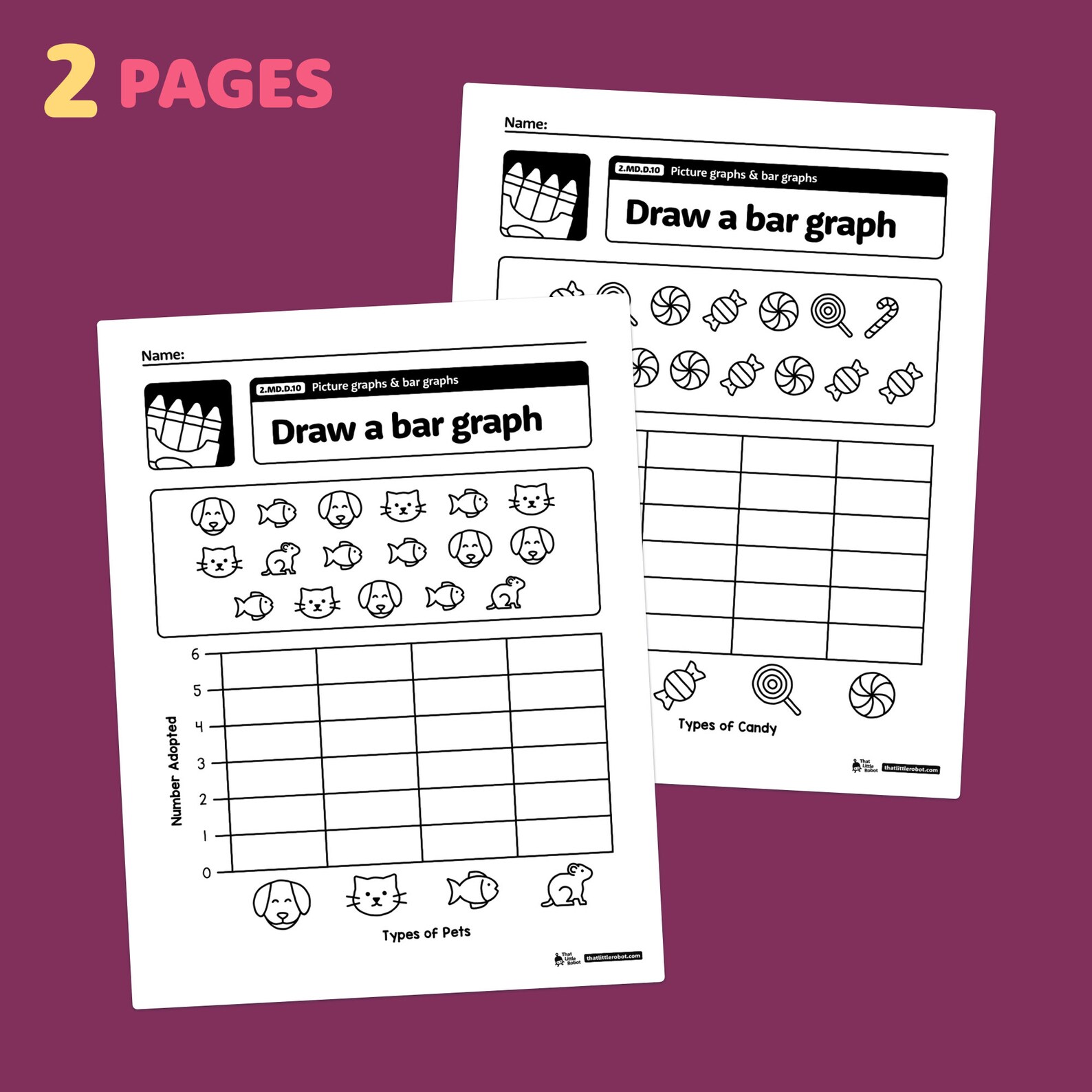 Picture Graphs & Bar Graphs Worksheets | 2nd Grade Graphing and ...