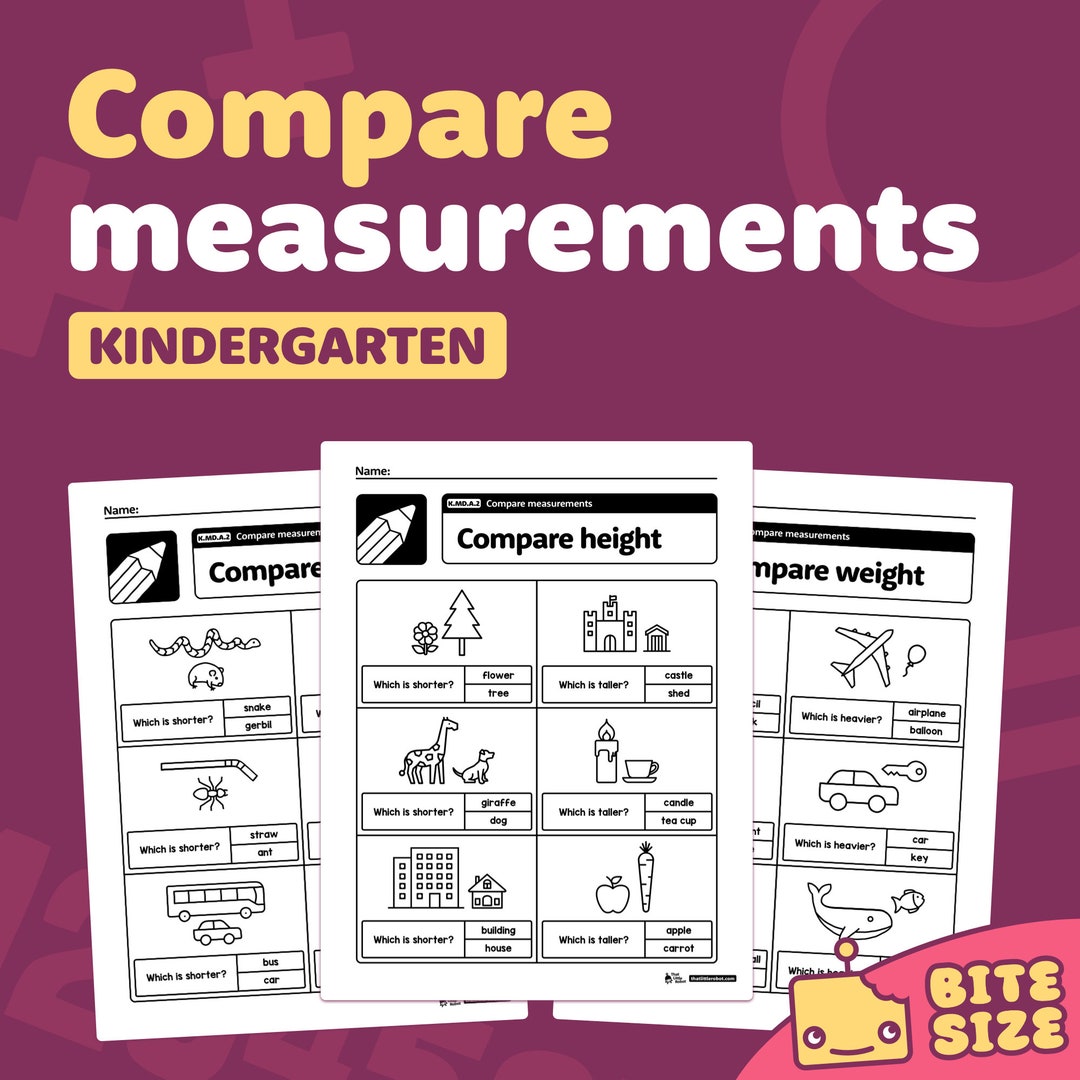 Compare Measurements Worksheets | Kindergarten Math Centers, Length ...