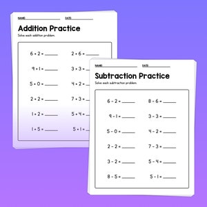 No Prep Kindergarten Addition & Subtraction Worksheets (up to 10 ...