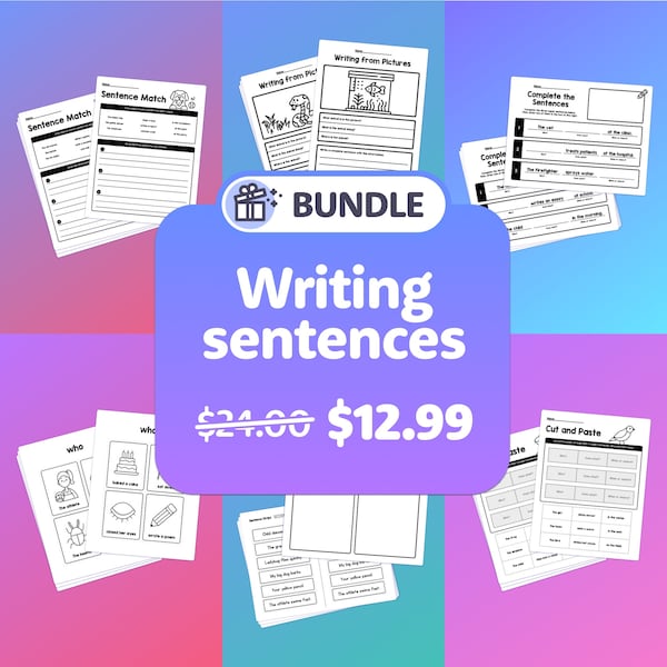 Sentence Writing Worksheets - Etsy
