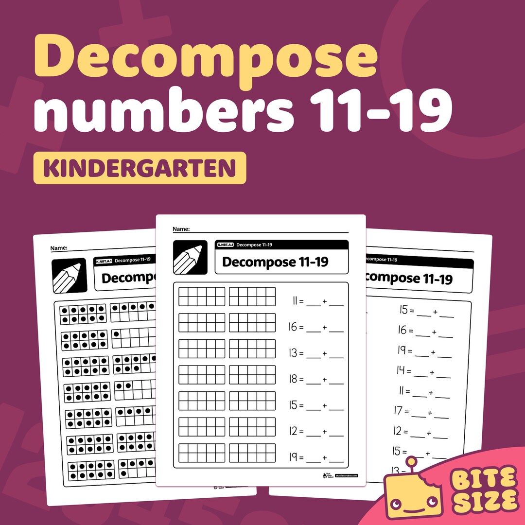 Decompose Numbers 11-19 Worksheets | Kindergarten Math Centers ...