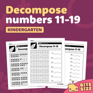 Decompose Numbers 11-19 Worksheets | Kindergarten Math Centers ...