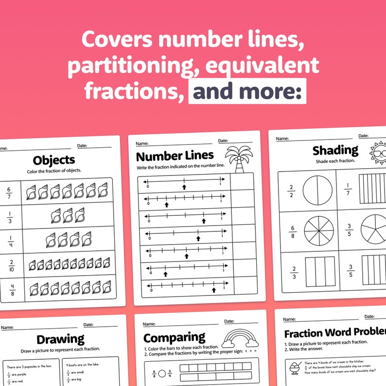 3rd Grade Fractions Review | Summer Fraction Worksheets, 3rd Grade ...