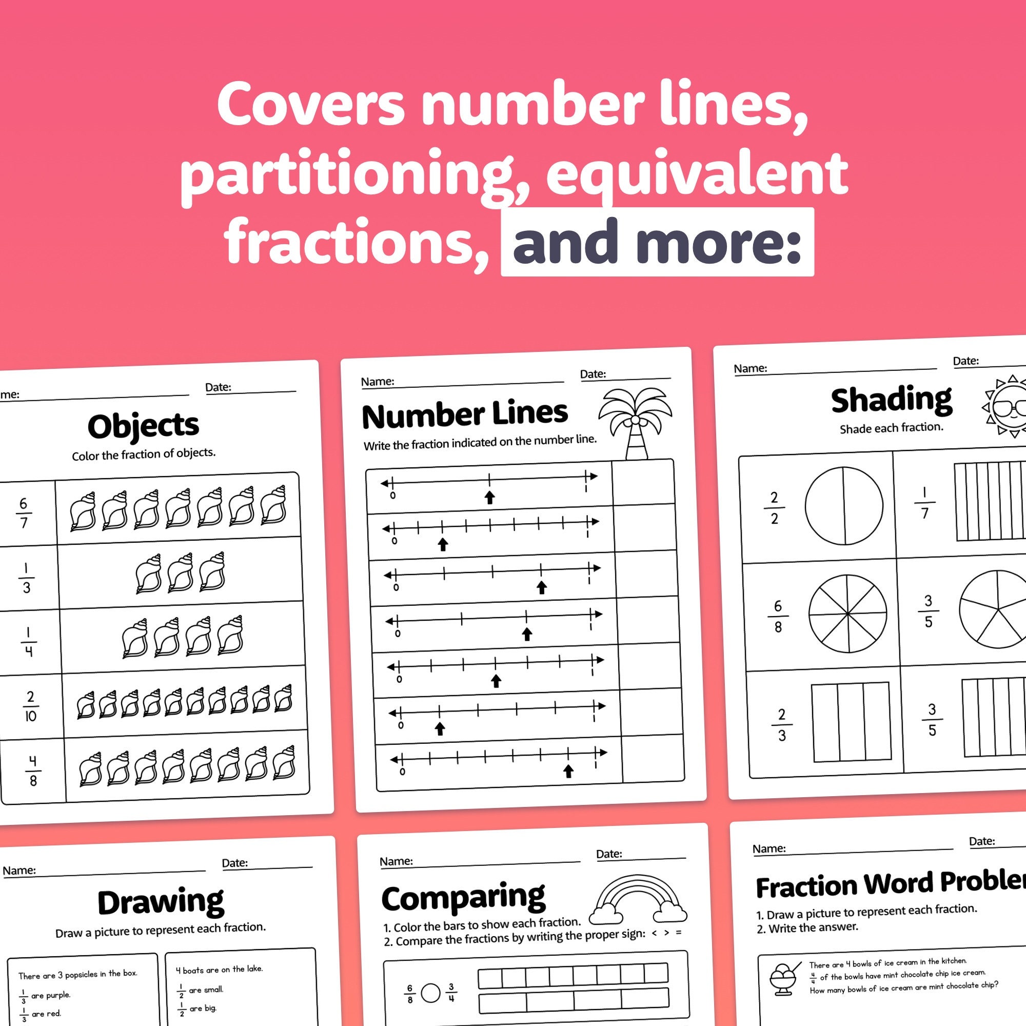 3rd Grade Fractions Review | Summer Fraction Worksheets, 3rd Grade ...