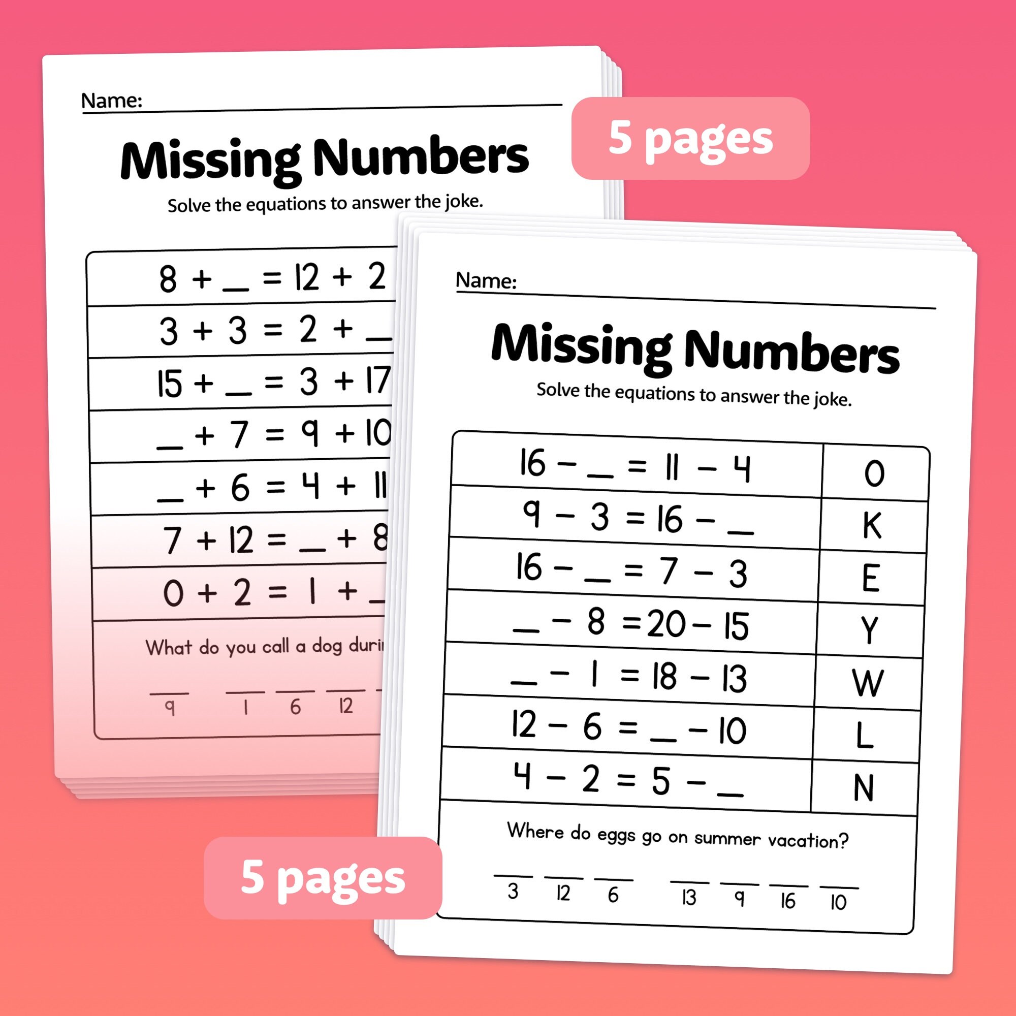 Summer Addition & Subtraction Within 20 Worksheets | Fun 1st Grade ...
