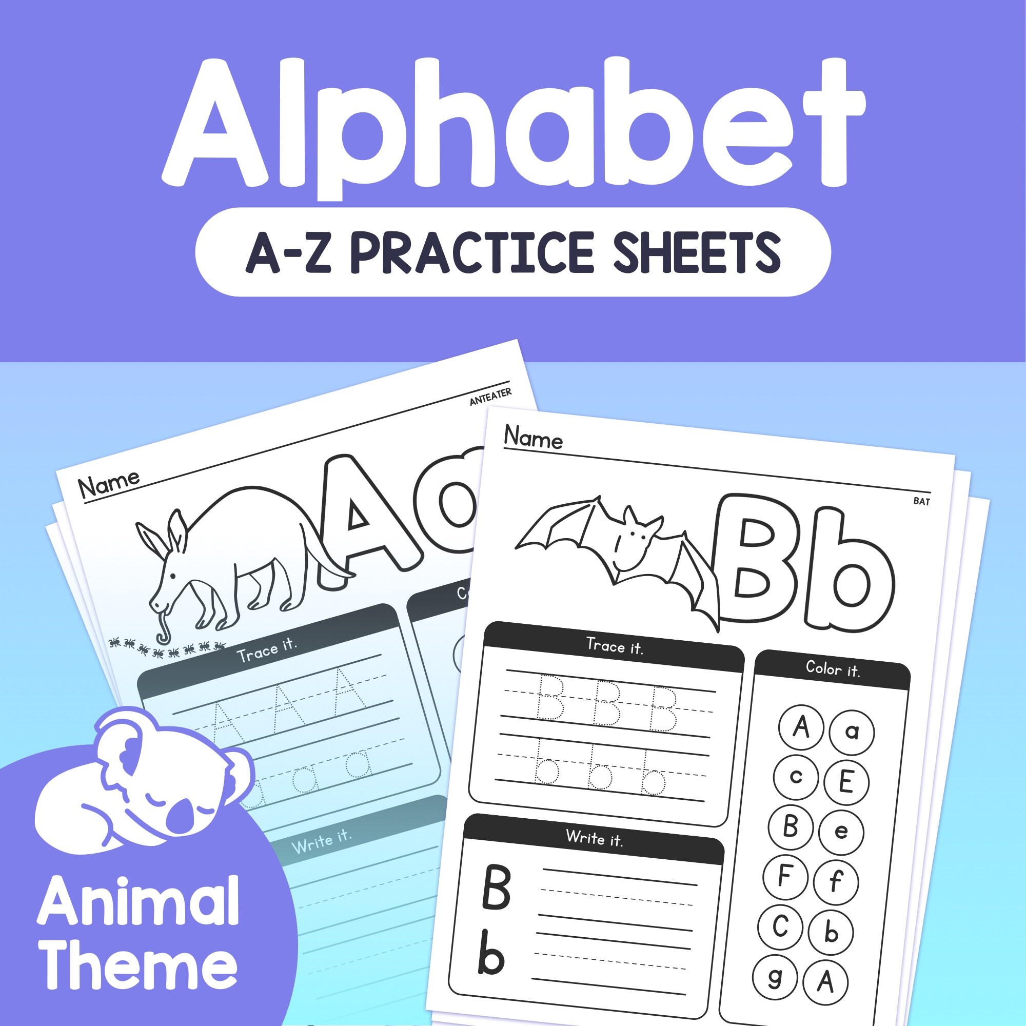 Letters of the Alphabet Worksheets Pre-k, K, 1st A-Z Letterforms ...