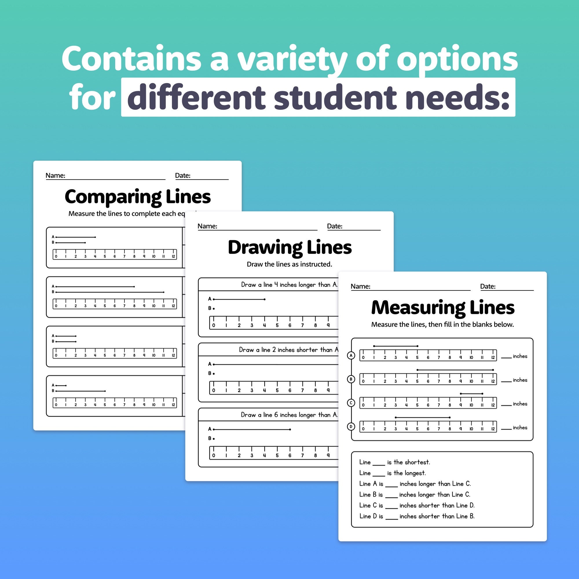 2nd Grade Comparing Length Worksheets | No Prep 2nd Grade Measurement ...