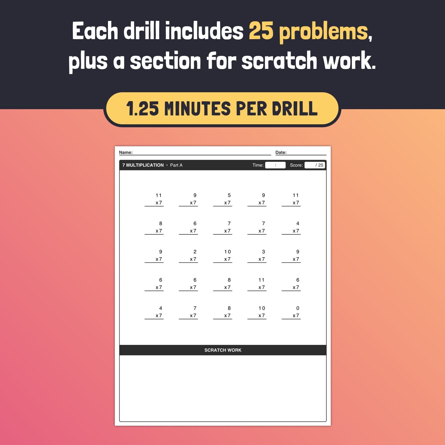 0-12 Timed Multiplication Drills | 2nd, 3rd, 4th Grade Times Tables ...
