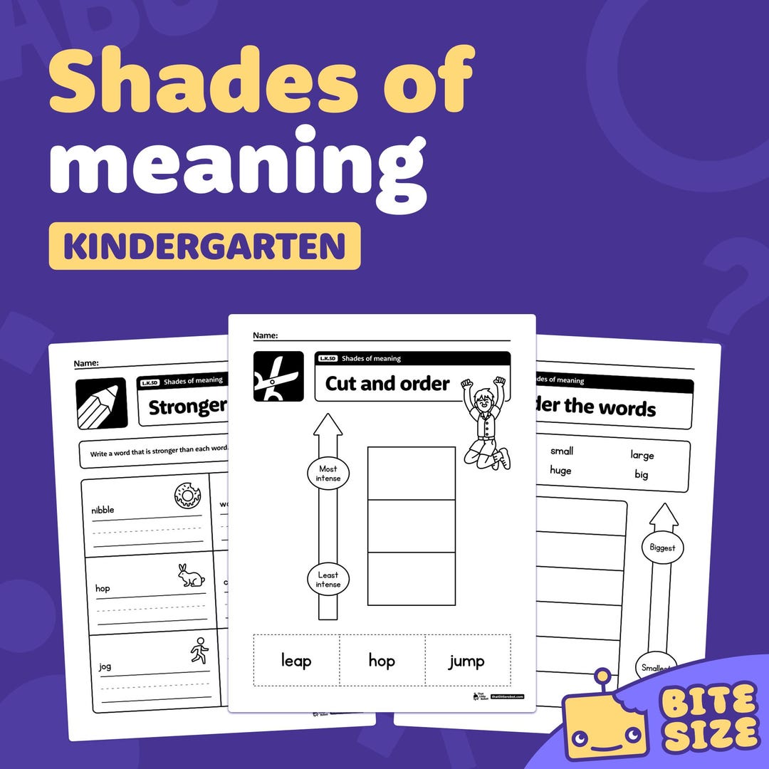 Shades of Meaning Worksheets & Centers | Kindergarten Vocabulary ...