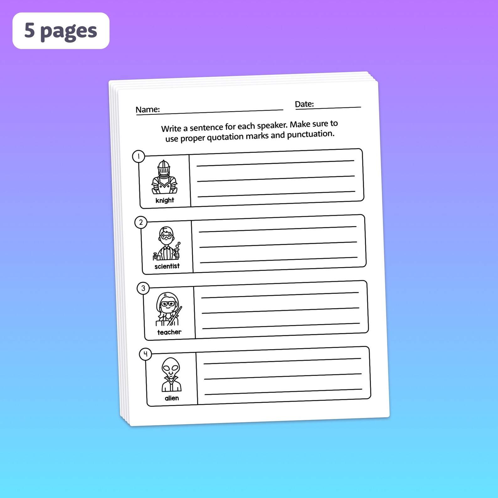 No Prep Quotation Marks Worksheets | Dialogue Worksheets | 3rd & 4th ...
