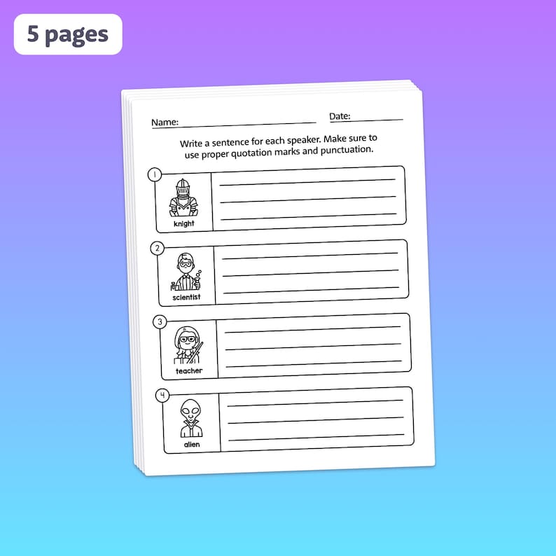 No Prep Quotation Marks Worksheets | Dialogue Worksheets | 3rd & 4th ...