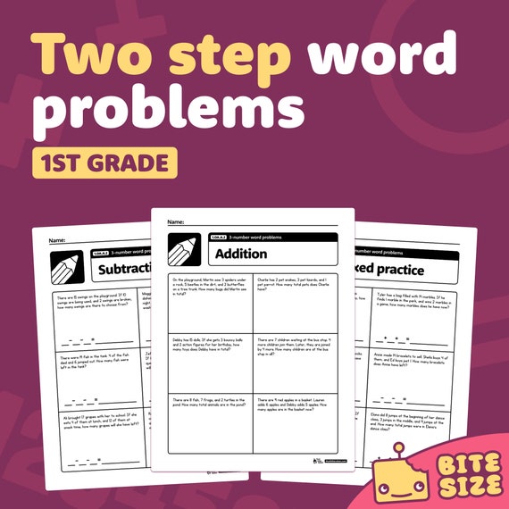Two Step Word Problems 2nd Grade Worksheets