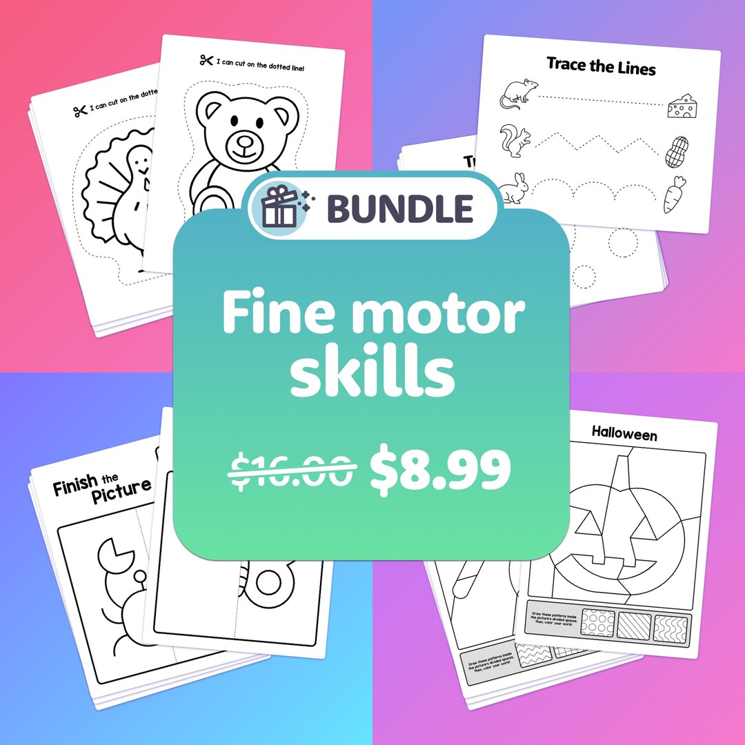 No Prep Fine Motor Skills Bundle | Pre-k Kindergarten 1st Grade Scissor ...