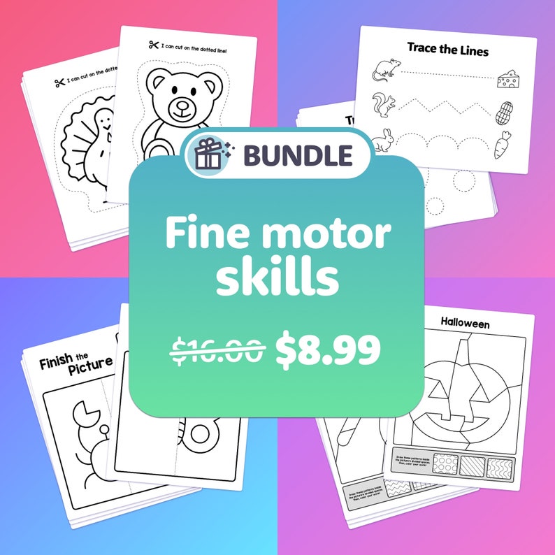 No Prep Fine Motor Skills Bundle | Pre-k Kindergarten 1st Grade Scissor ...