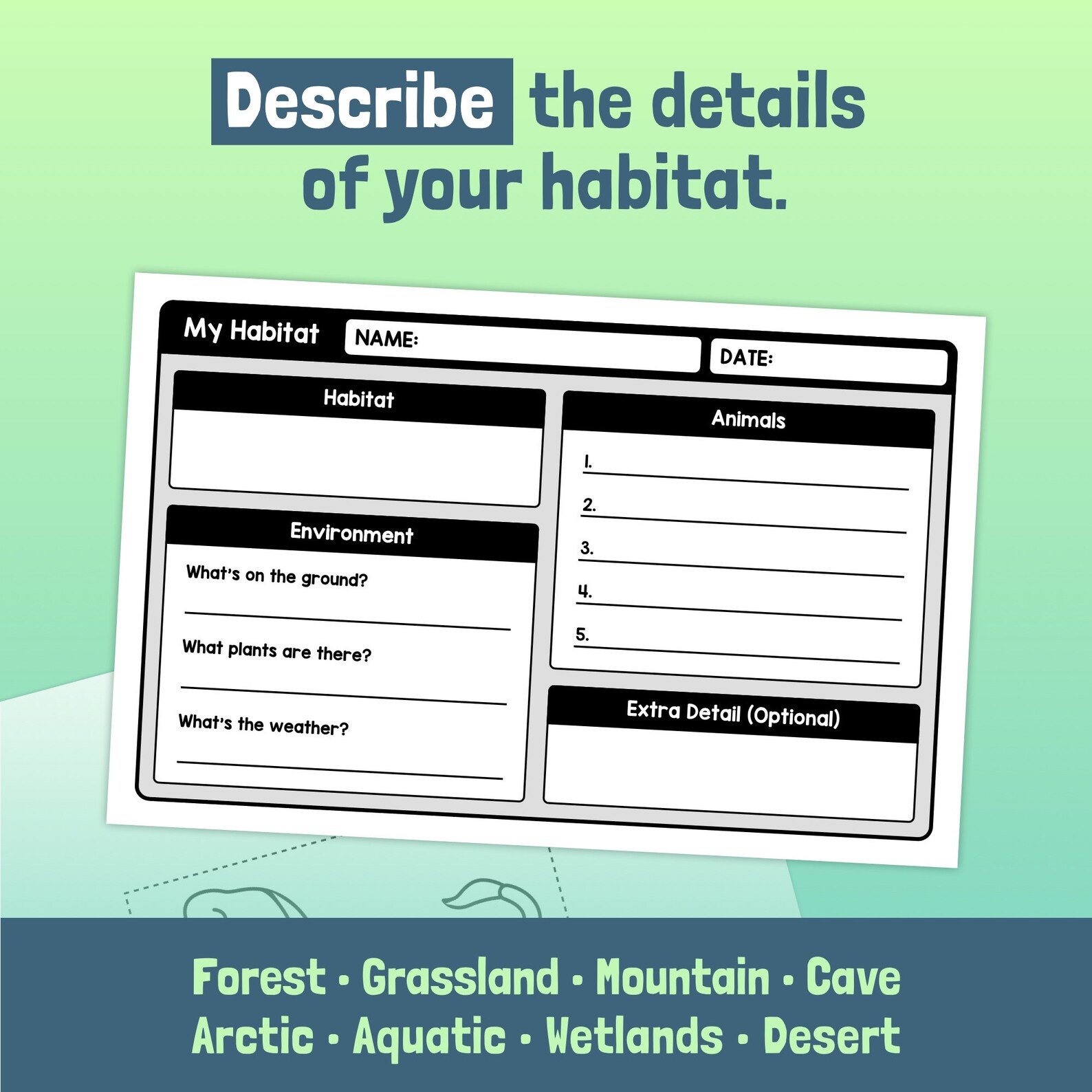 Animal Habitats Craft 2nd 3rd 4th Grade Biomes & Habitat - Etsy