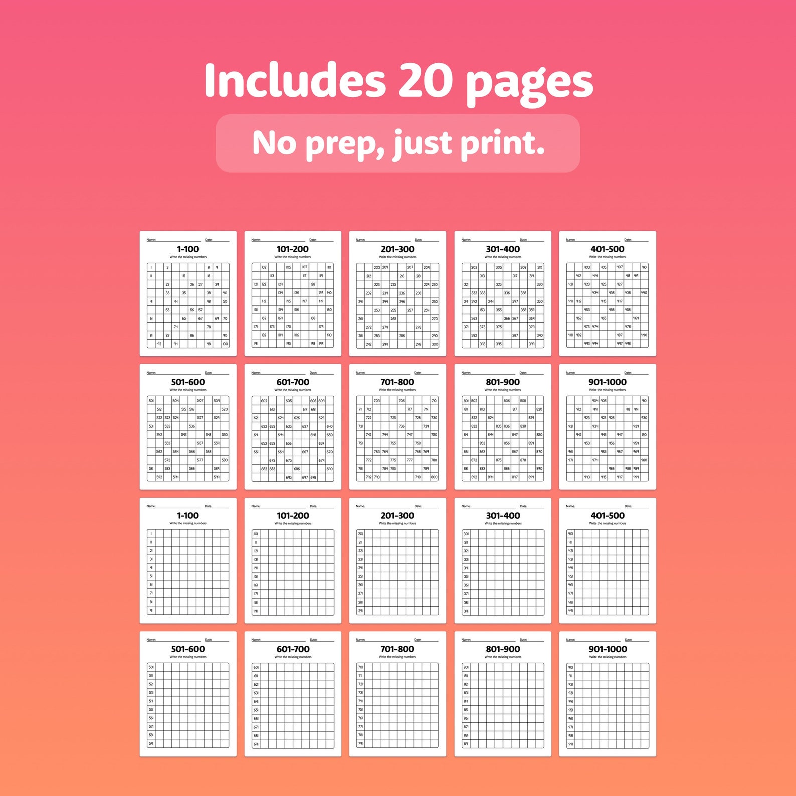 Read and Write Numbers to 1000 Worksheets | 1st & 2nd Grade Writing to ...