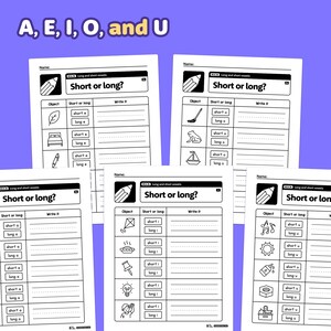 Long and Short Vowels Worksheets | Kindergarten CVC Phonics & Letter ...