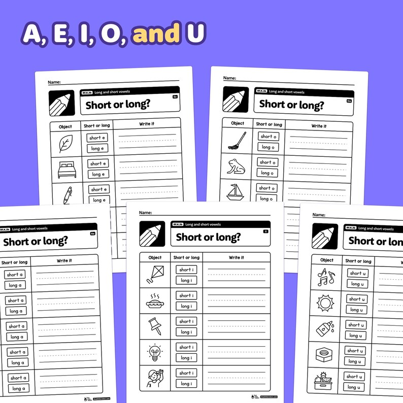 Long and Short Vowels Worksheets | Kindergarten CVC Phonics & Letter ...