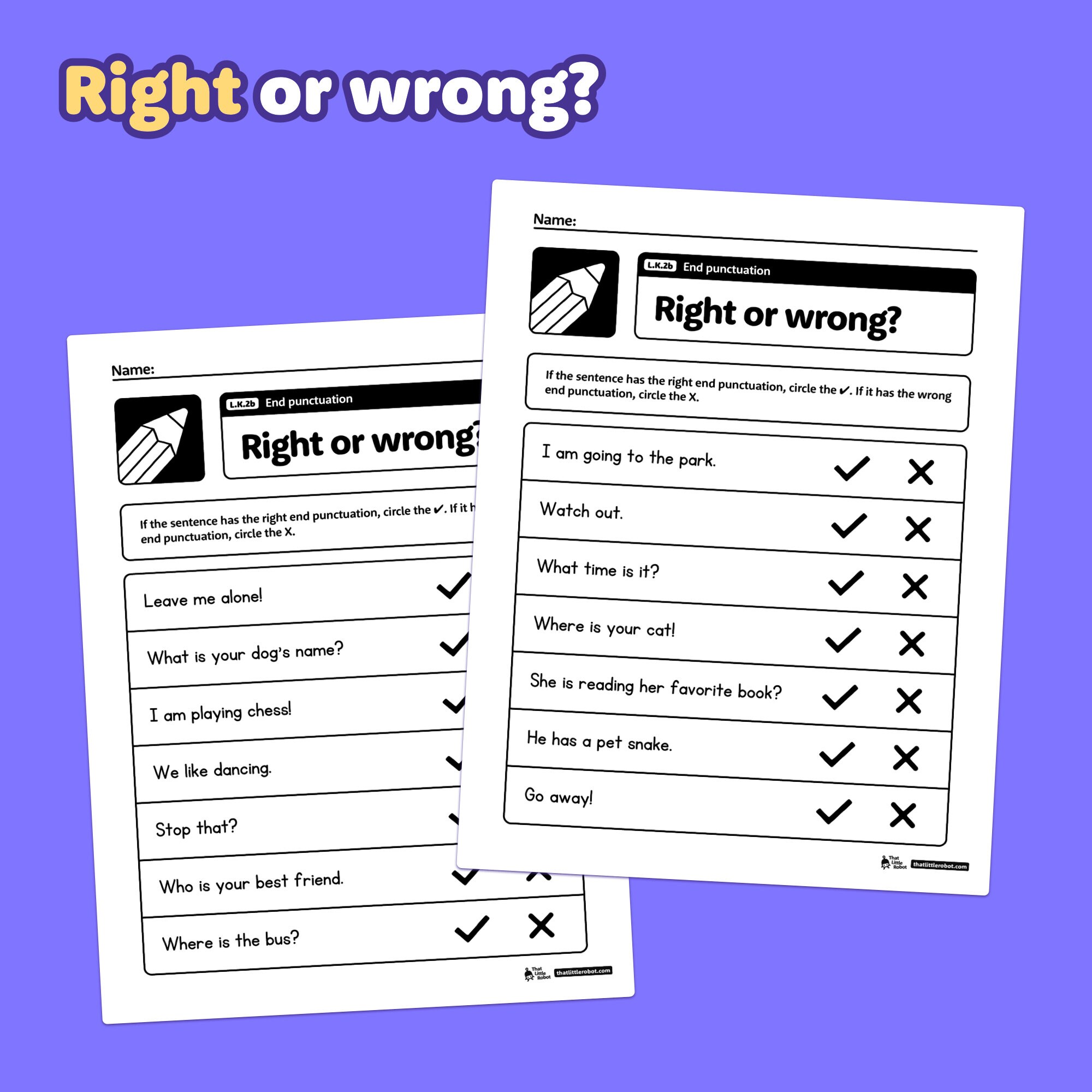 End Punctuation Worksheets & Centers Kindergarten Ending Punctuation ...