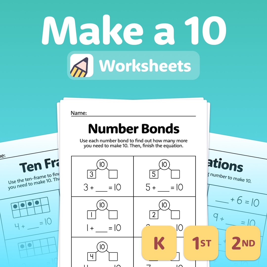 Make a Ten Strategy for Addition Worksheets | Kindergarten Addition ...