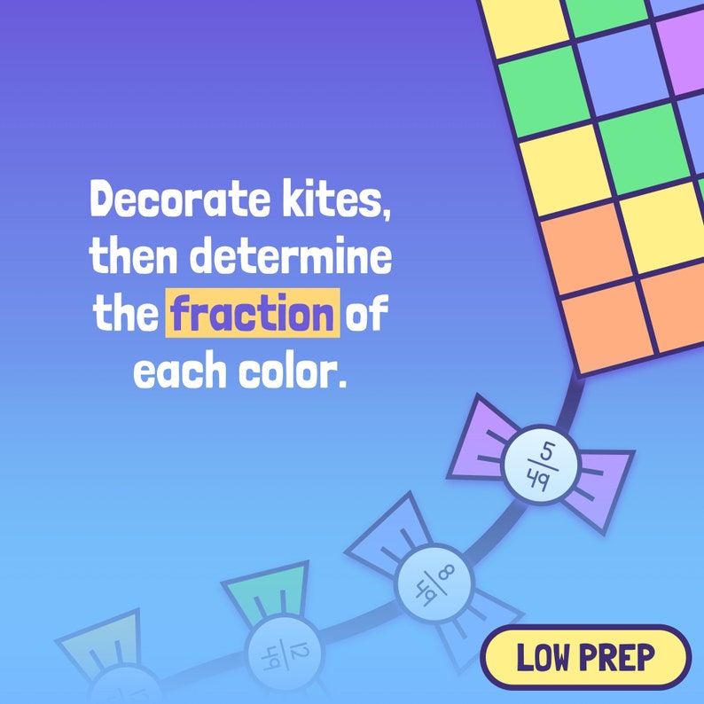 Fraction Kites 2nd 3rd 4th Grade Fractions Activity & - Etsy