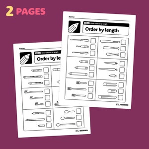 Order Objects by Length Worksheets | 1st Grade Measurement Math Centers ...