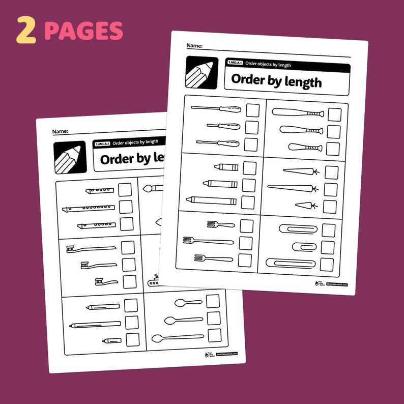Order Objects by Length Worksheets | 1st Grade Measurement Math Centers ...