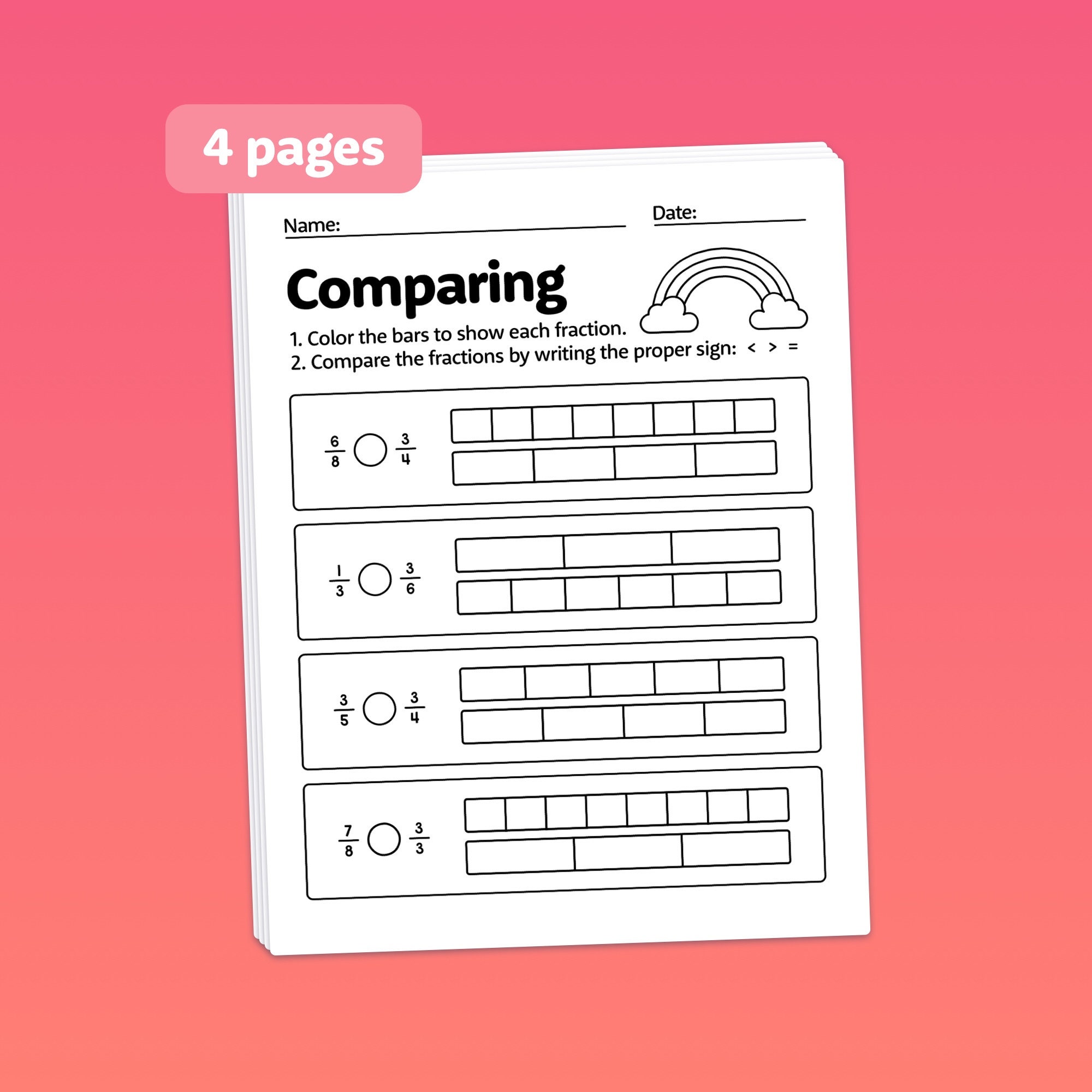 3rd Grade Fractions Review | Summer Fraction Worksheets, 3rd Grade ...