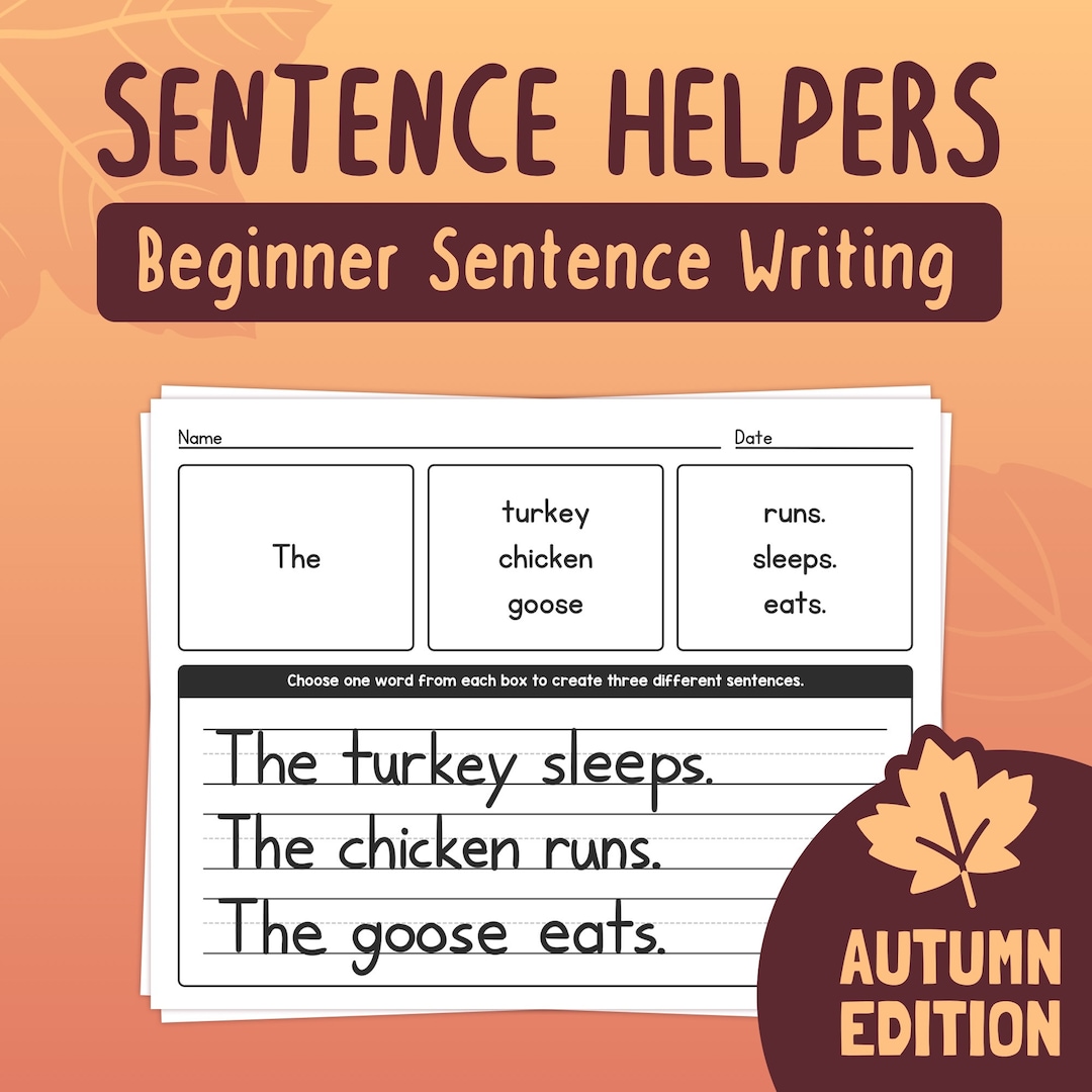 Beginner Sentence Writing | Fall Sentences – Autumn Writing ...