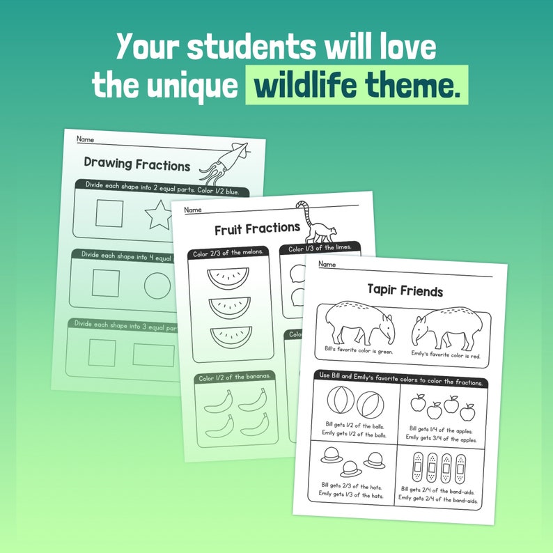 Simple Fractions Worksheets | No Prep Fractions Activities, 1st, 2nd ...