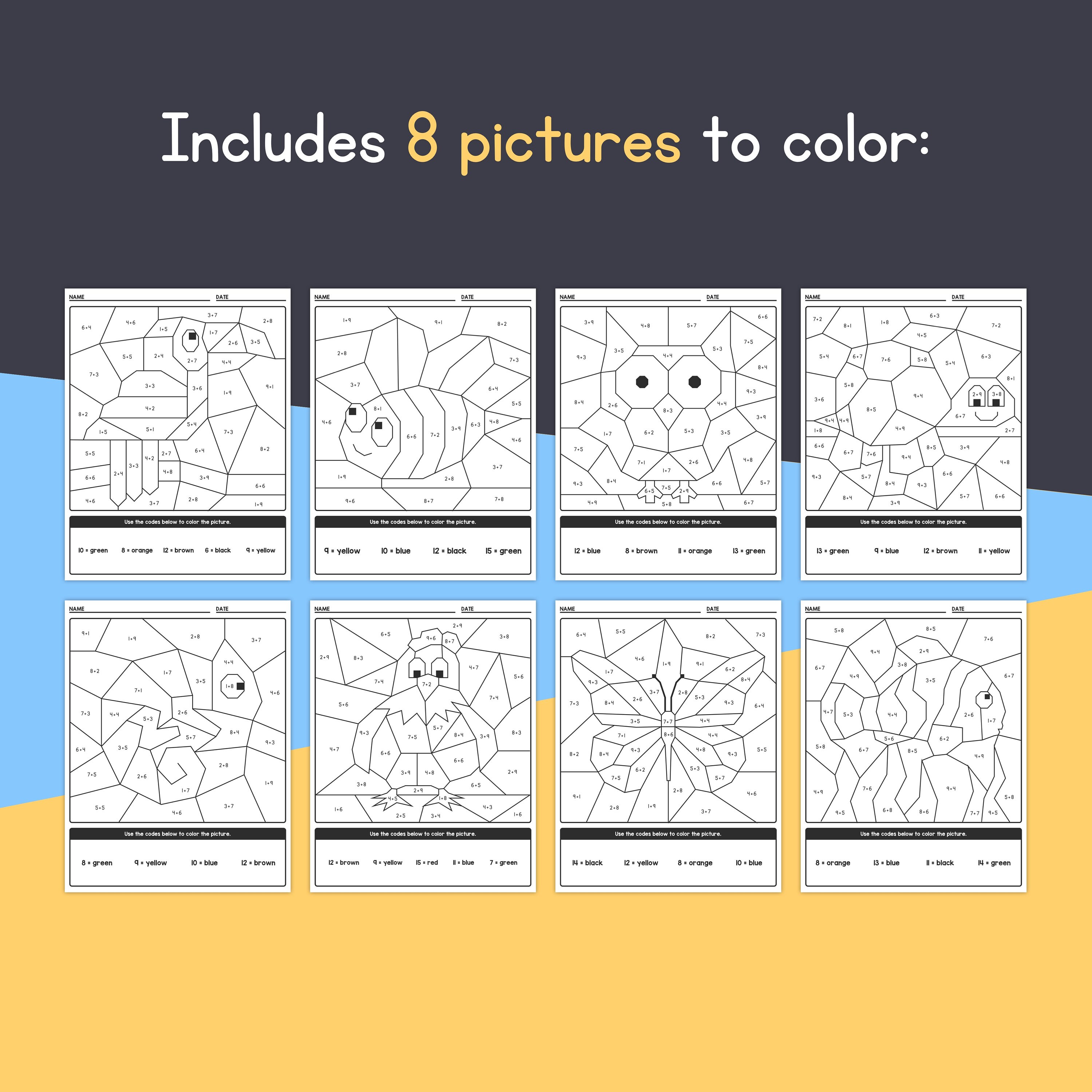 Multiplication Facts Worksheets – 1st, 2nd, 3rd Grade Math Color-by ...