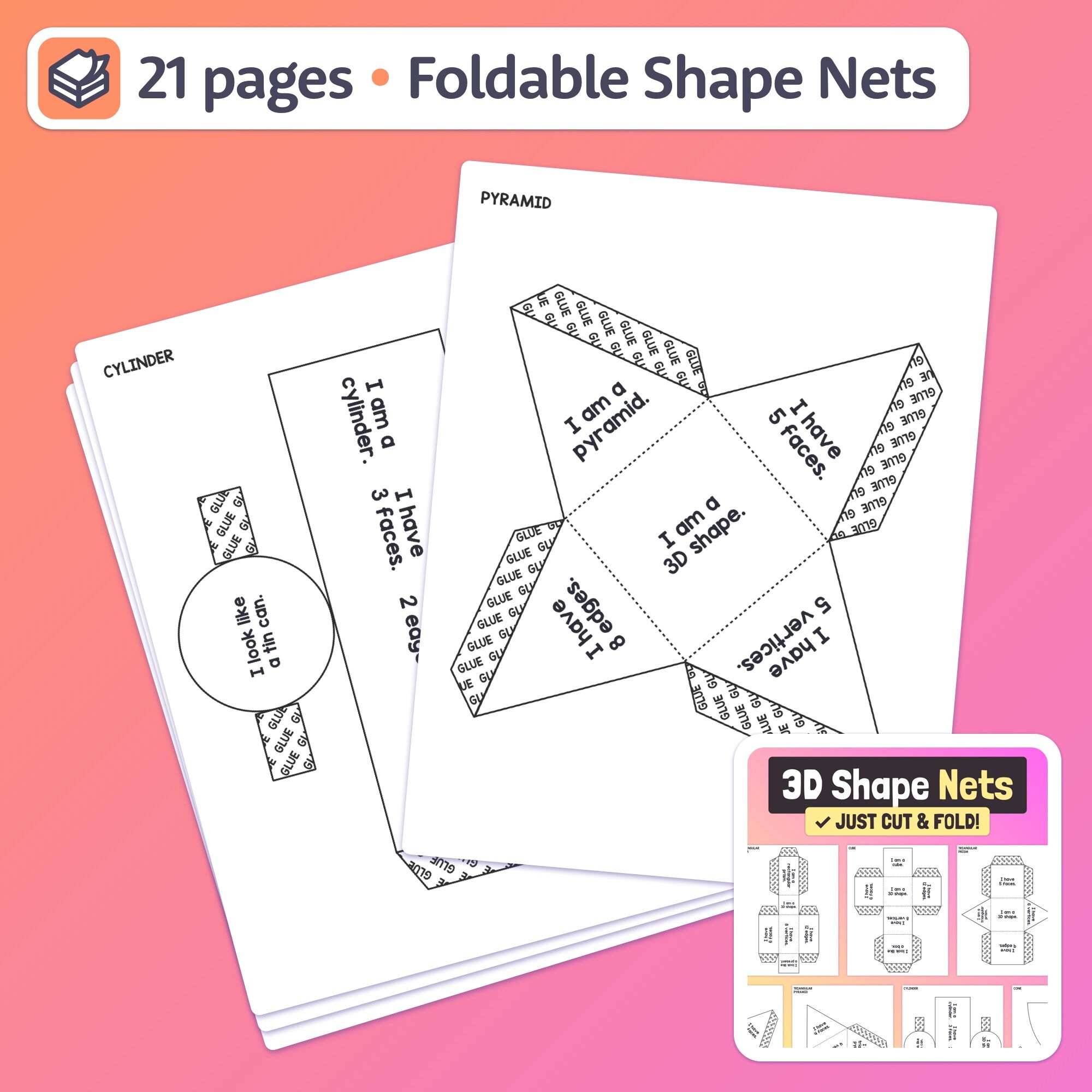 No Prep 3D Shapes Bundle | 4th Grade, 3rd Grade 3D Shapes, 2nd Grade 3D ...