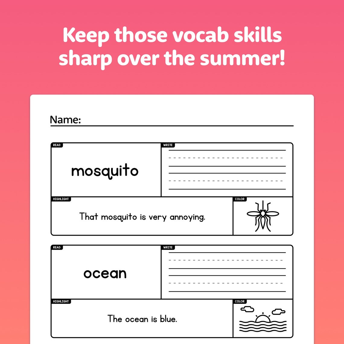 2nd Grade Summer Vocabulary Worksheets 2nd Grade Vocabulary Activity ...