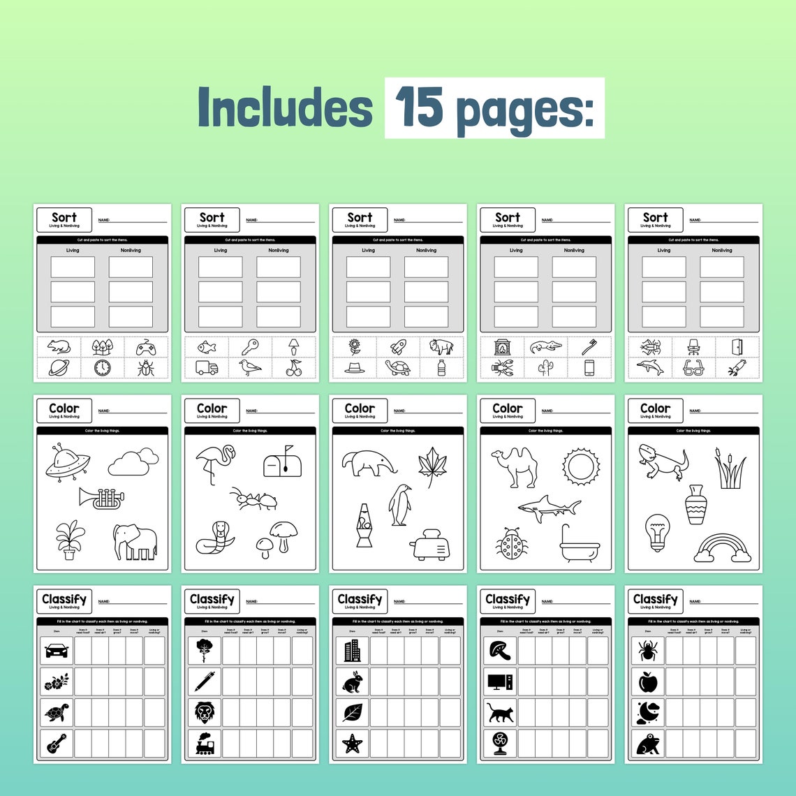 Living and Nonliving Activity Pack | Kindergarten Science Activities ...