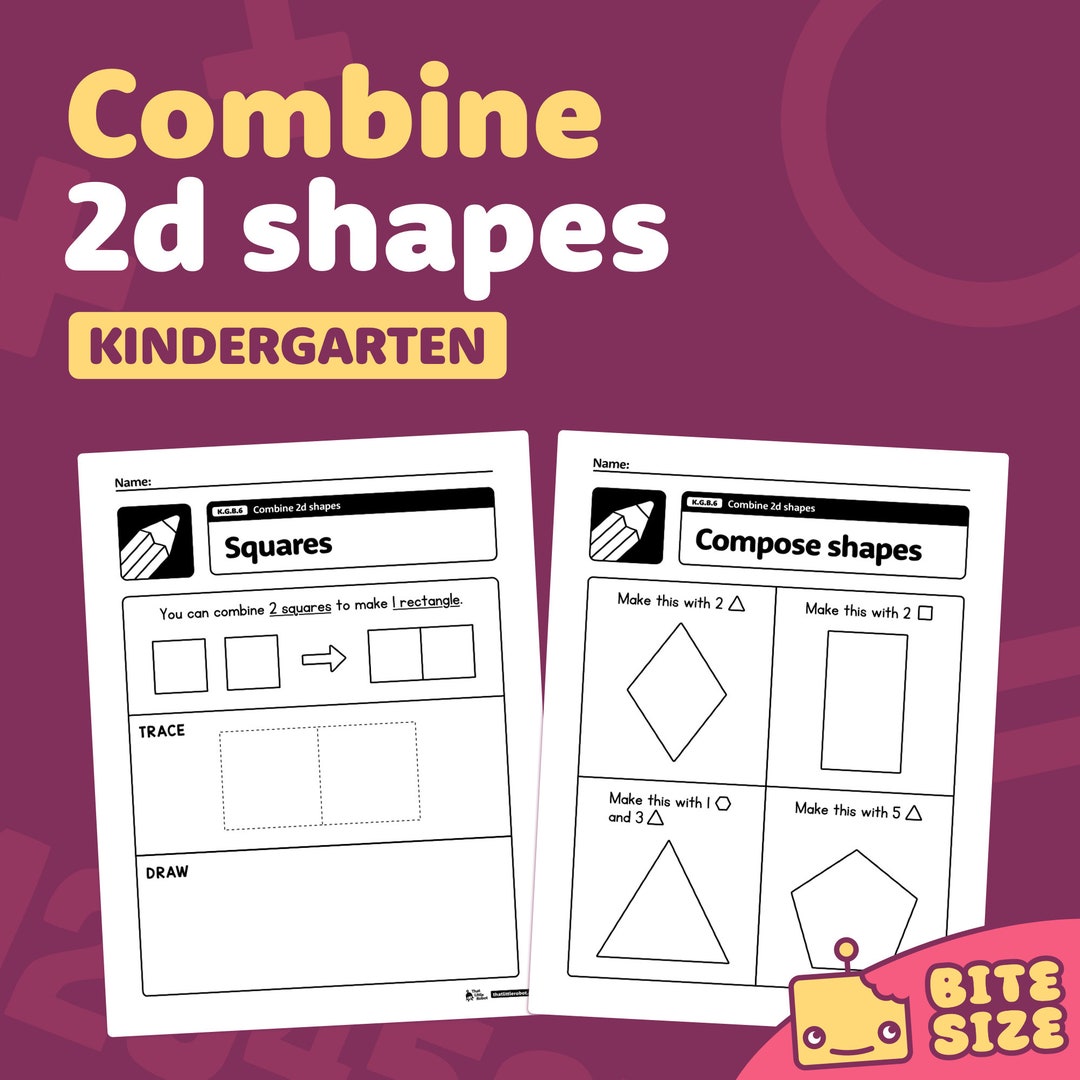 Combine 2d Shapes Worksheets | Kindergarten Geometry Composing Shapes ...