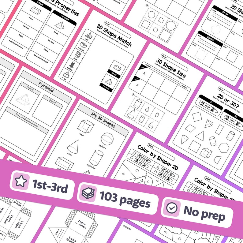 No Prep 2D & 3D Shapes Bundle | 1st, 2nd, 3rd Grade 3D and 2D Shape ...