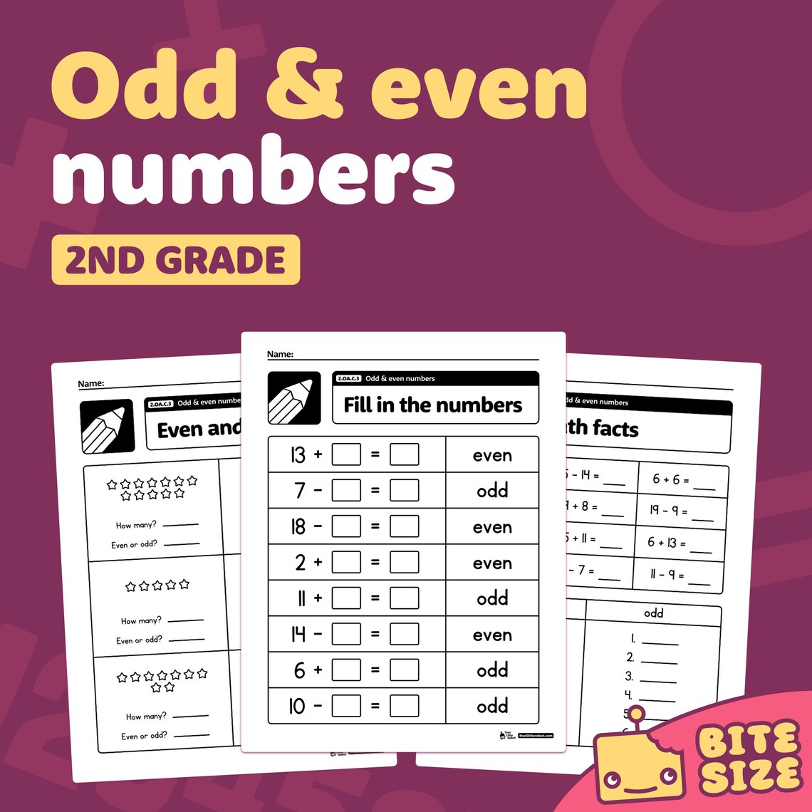 Odd & Even Numbers Worksheets 2nd Grade Number Sense Math Activities ...