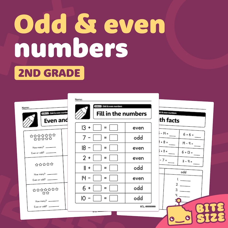 Odd & Even Numbers Worksheets 2nd Grade Number Sense Math Activities ...