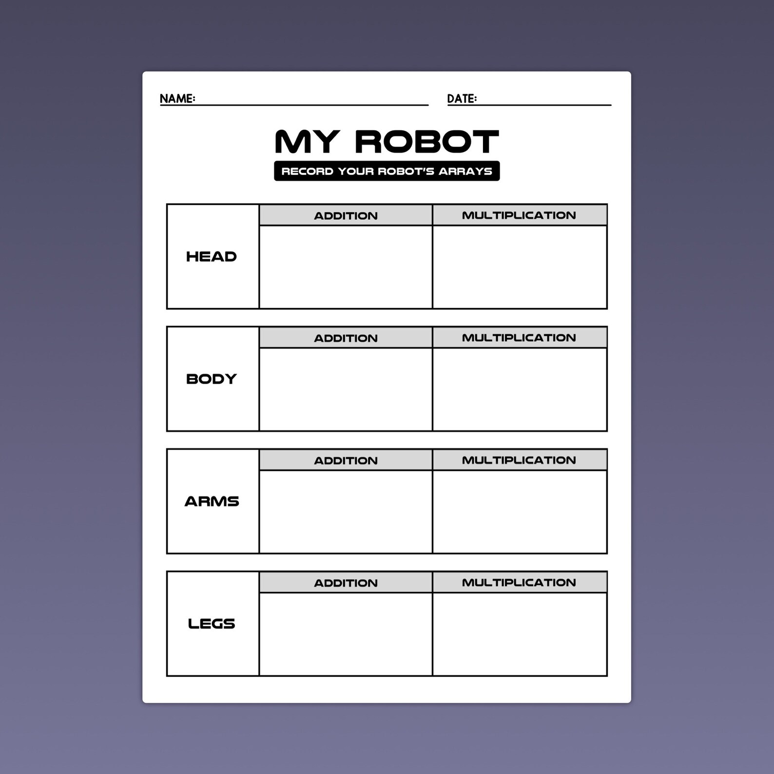 No Prep Multiplication Arrays Activity | 3rd & 4th Grade Math Center ...