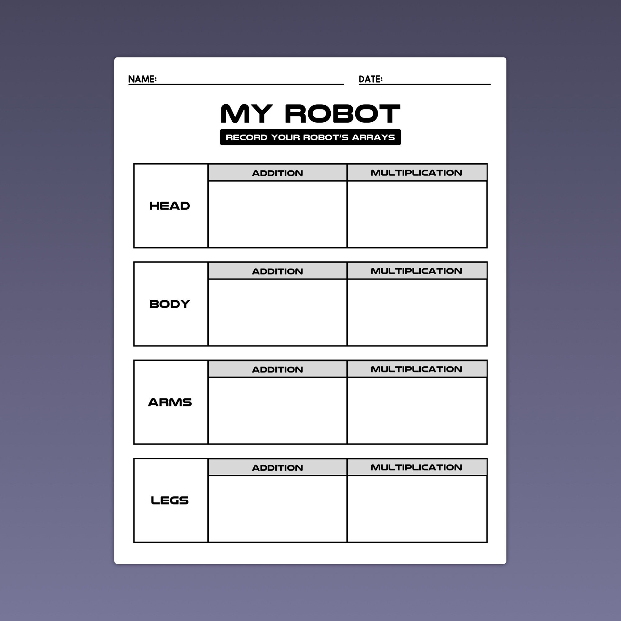 No Prep Multiplication Arrays Activity | 3rd & 4th Grade Math Center ...