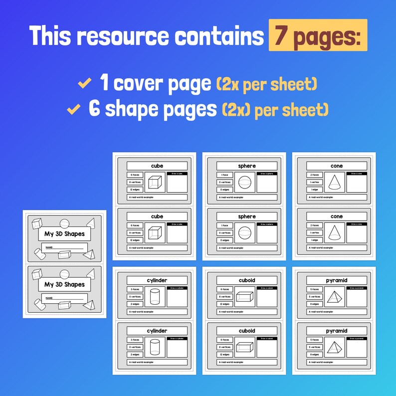 3D Shapes Activity | 1st, 2nd, 3rd Grade 3D Shapes Booklet, Common Core ...