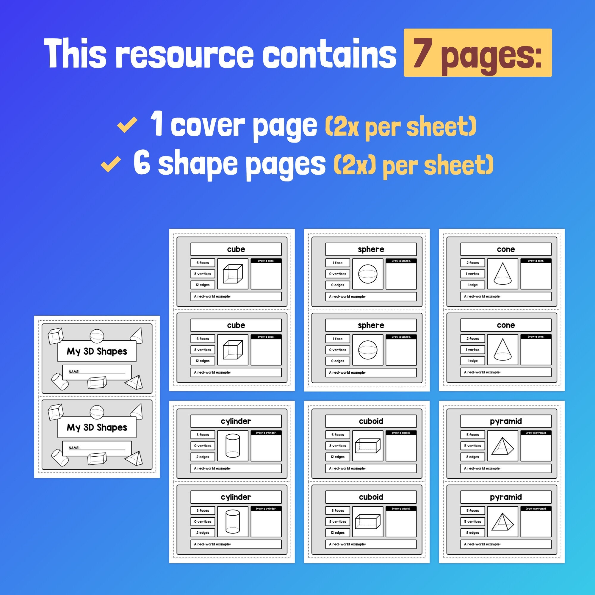 3D Shapes Activity | 1st, 2nd, 3rd Grade 3D Shapes Booklet, Common Core ...