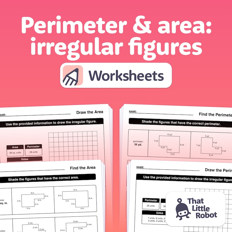 No Prep Area and Perimeter of Irregular Figures | 4th & 3rd Grade Area ...