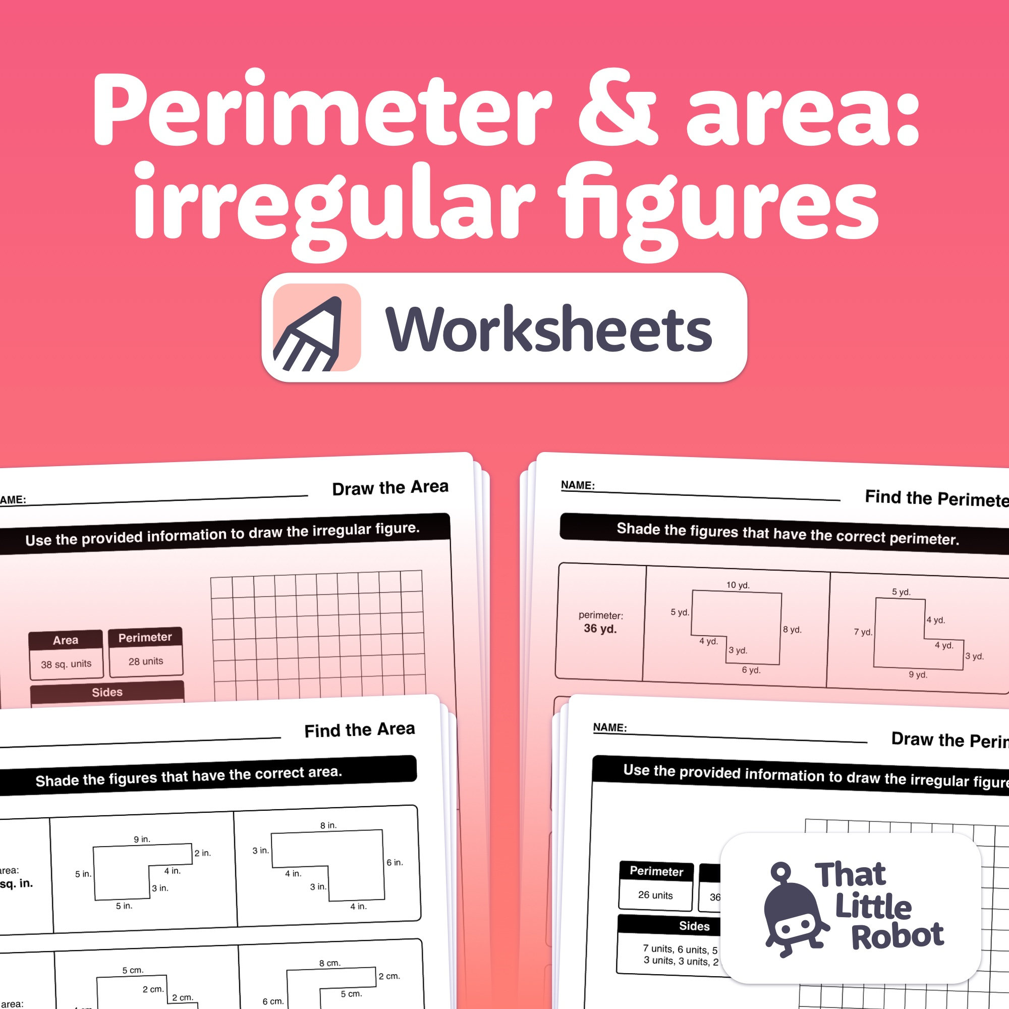 No Prep Area and Perimeter of Irregular Figures | 4th & 3rd Grade Area ...
