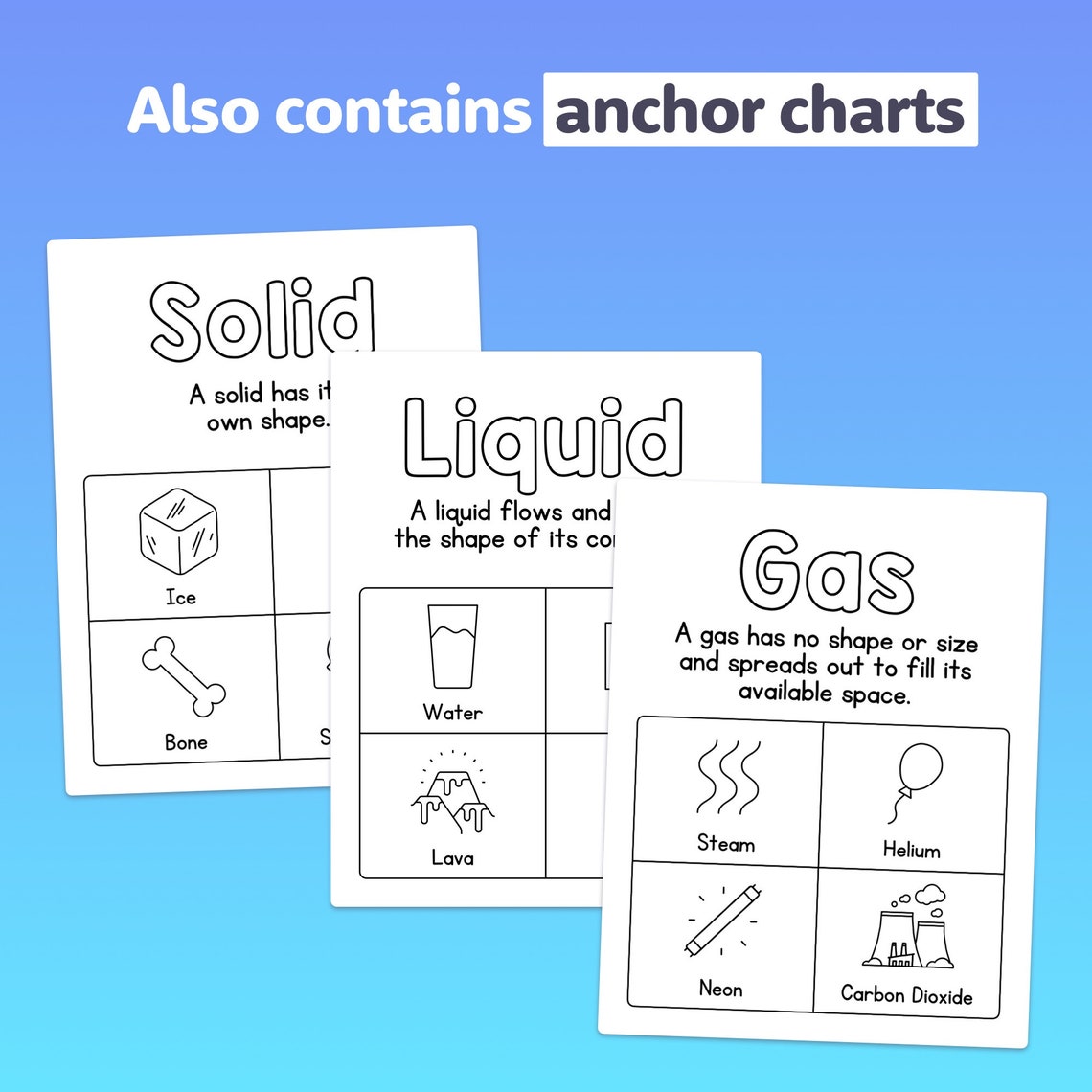 States of Matter Worksheets, States of Matter Anchor Charts: Solid ...