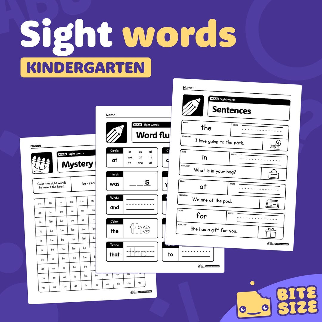 Sight Words Worksheets | Kindergarten Reading, Vocabulary, and Spelling ...