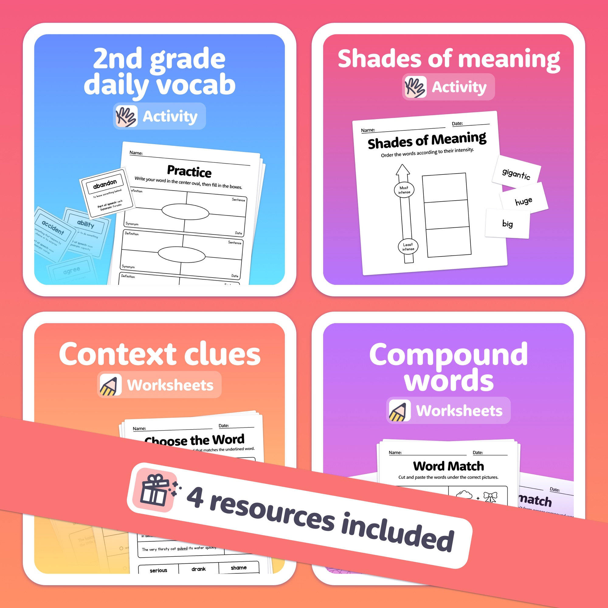 ELA Vocabulary Bundle | 1st Grade Vocabulary, 2nd Grade Vocabulary ...