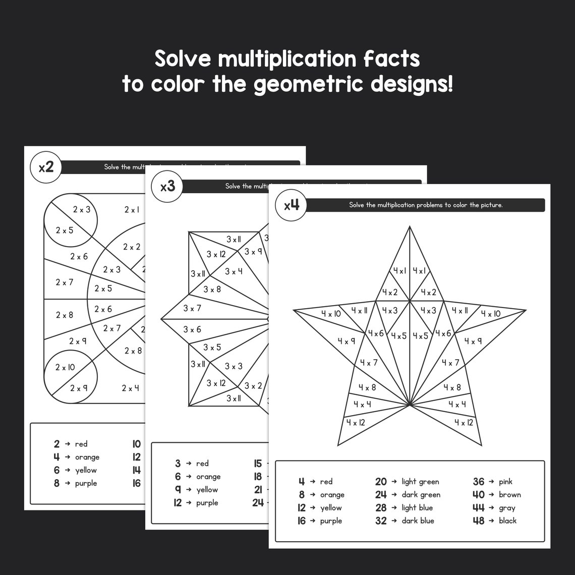 Multiplication Coloring Pages Printable / Multiplication Facts - Etsy